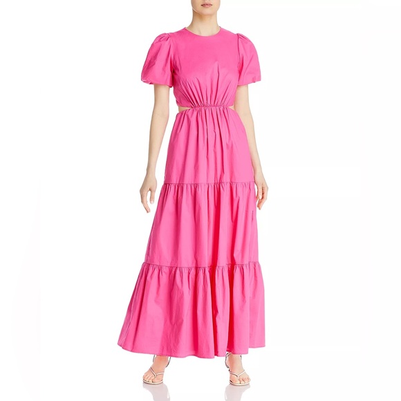Wayf | Dresses | Wayf Plaza Cutout Puff Sleeve Maxi Dress In Hot Pink ...